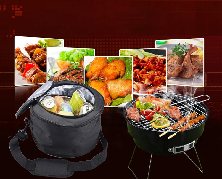 Mini Charcoal Portable Bbq Grill With Cooler Bag Ship From America ...