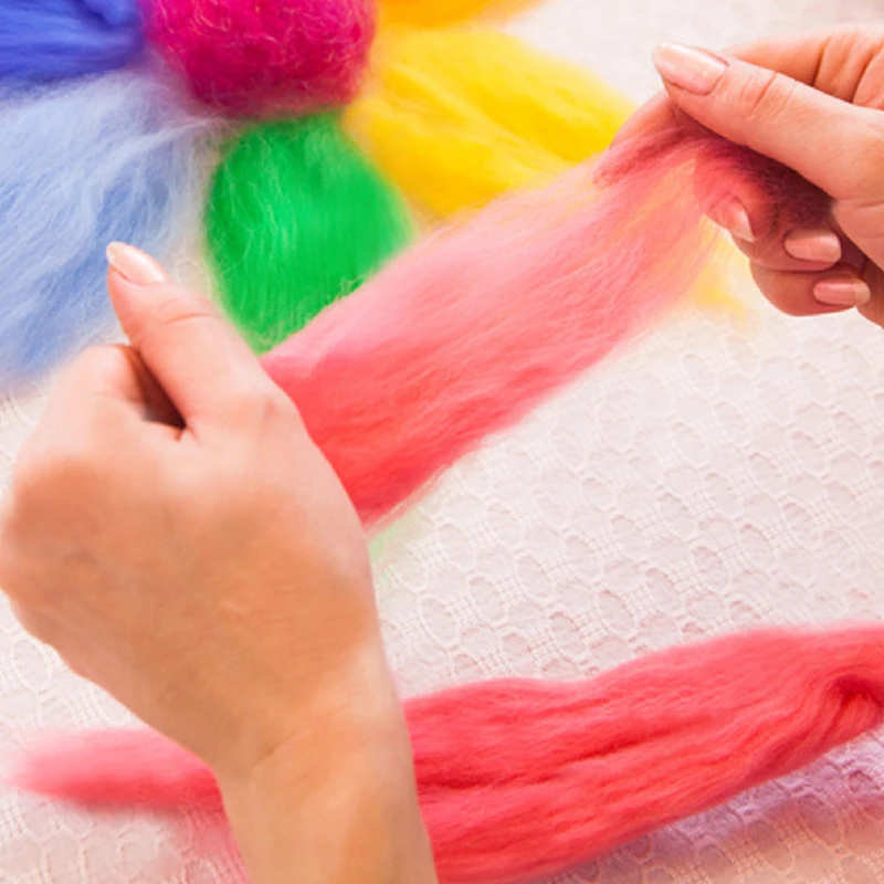 36 Colors DIY Handle Wool Felt Set - Wool Fiber Roving