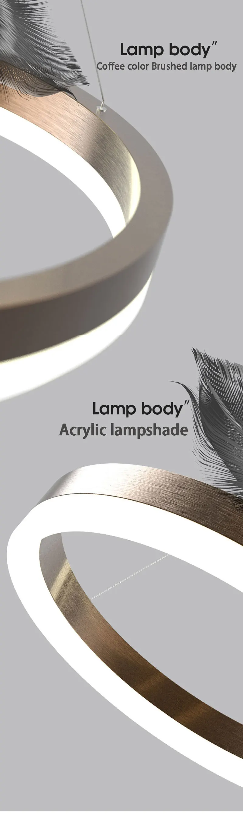 Modern Luxury LED Chandeliers - Pendant Lights Gold Ring