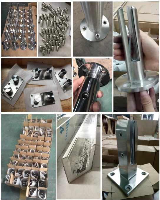 Simple Stainless Steel Glass Parapet Wall Post Modern Glass Railing