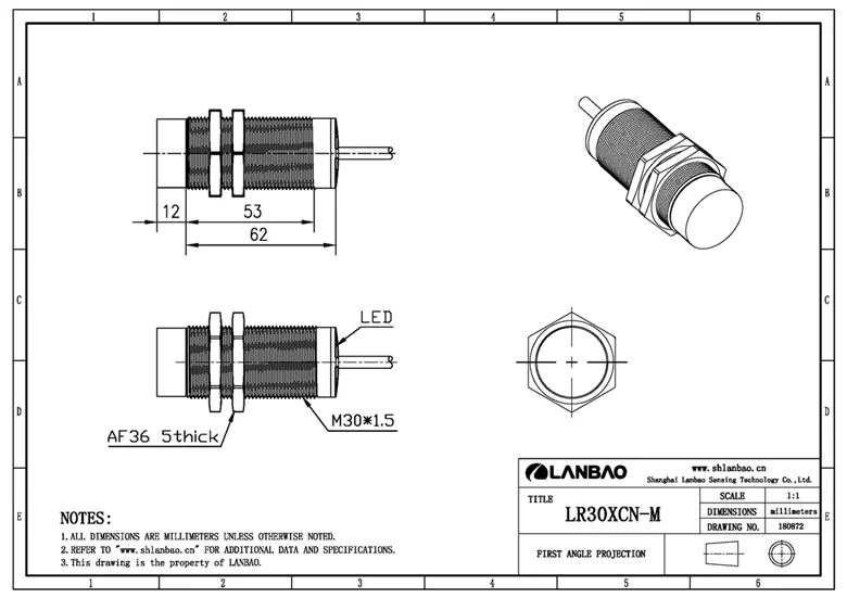 LR30 Analog Inductive Sensor with 0-10V and 0-20ma Output