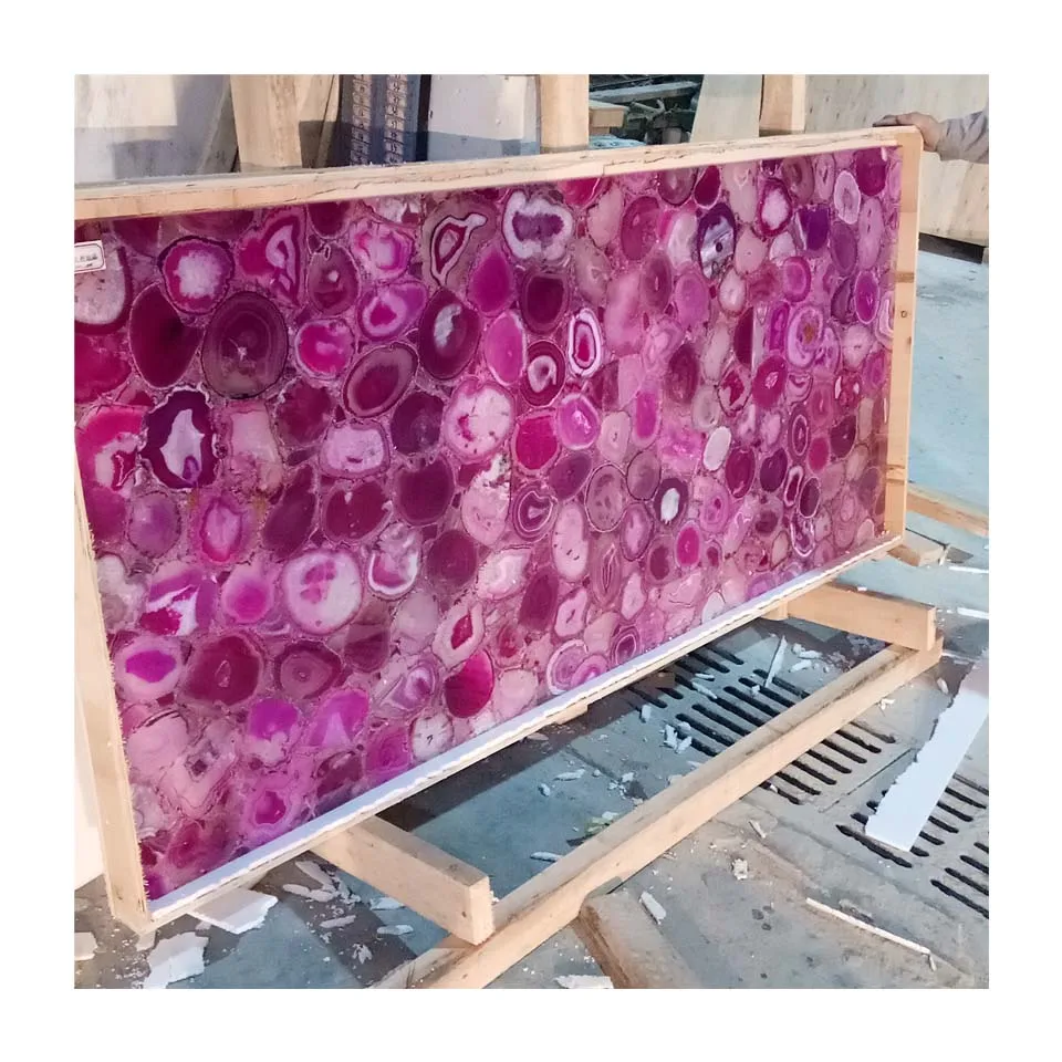 Semi Precious Stone Tiles Agate Slabs Pink Gemstone Slab - Buy Pink Agate Slabs,Semi Precious ...