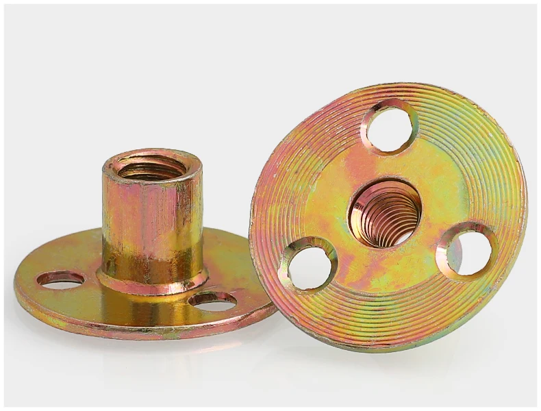 M8 M10 Steel Furniture Lock Nut Locknut Three Holes Flange Disc Base Nuts