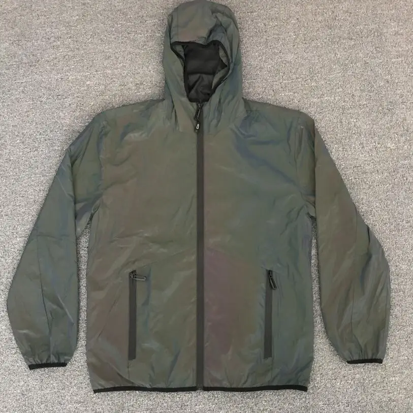 Soft color reflective hooded jacket nightclubs hip hop colorful ...