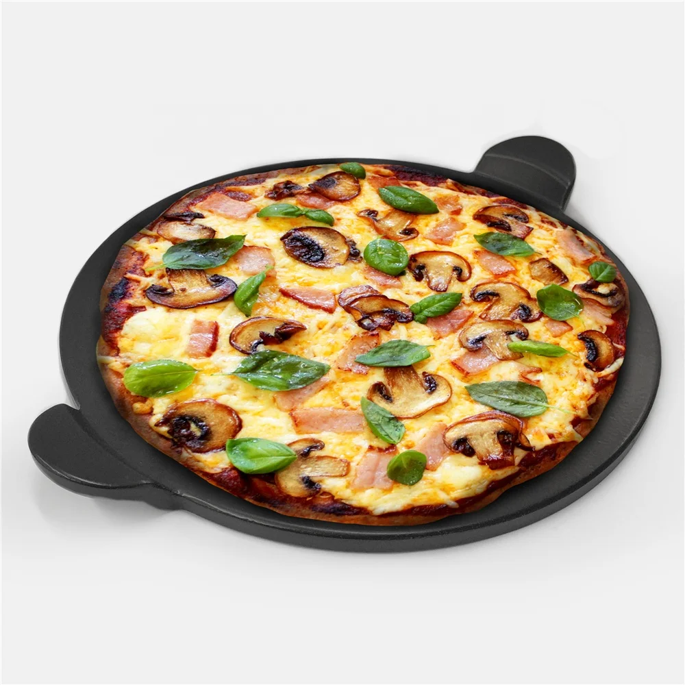 Black Ceramic Pizza Stone And Pizza Cutter Wheel Baking Stones For Oven ...
