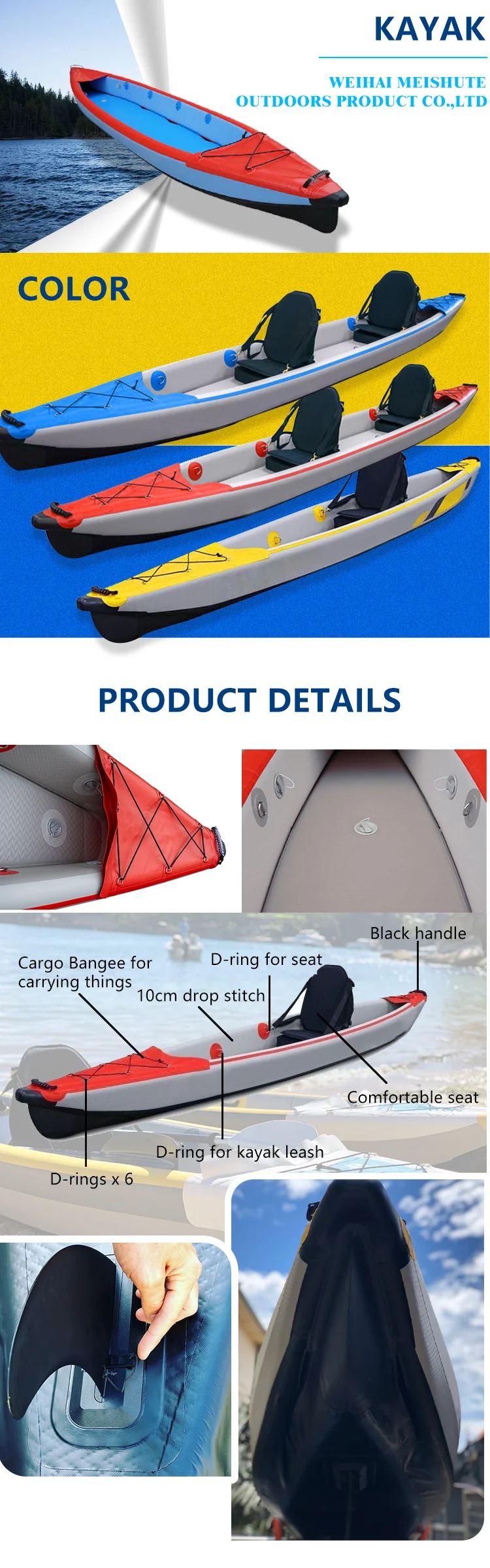 Inflatable Drop Stitch Canoe Kayak Single or Double Seats Inflatable ...