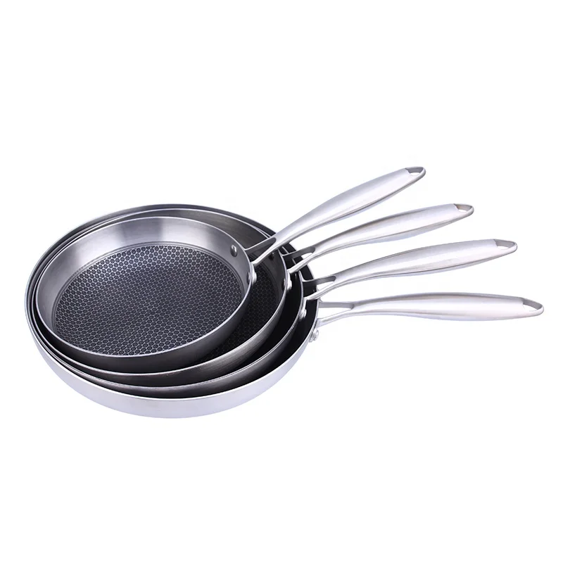 24cm Tri-ply Stainless Steel Frying Pan With Non Stick Honey Comb ...