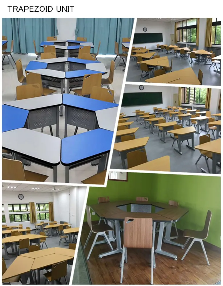 School Hexagon Tables /smart Classroom Furniture/ Trapezoid Wood Tables ...