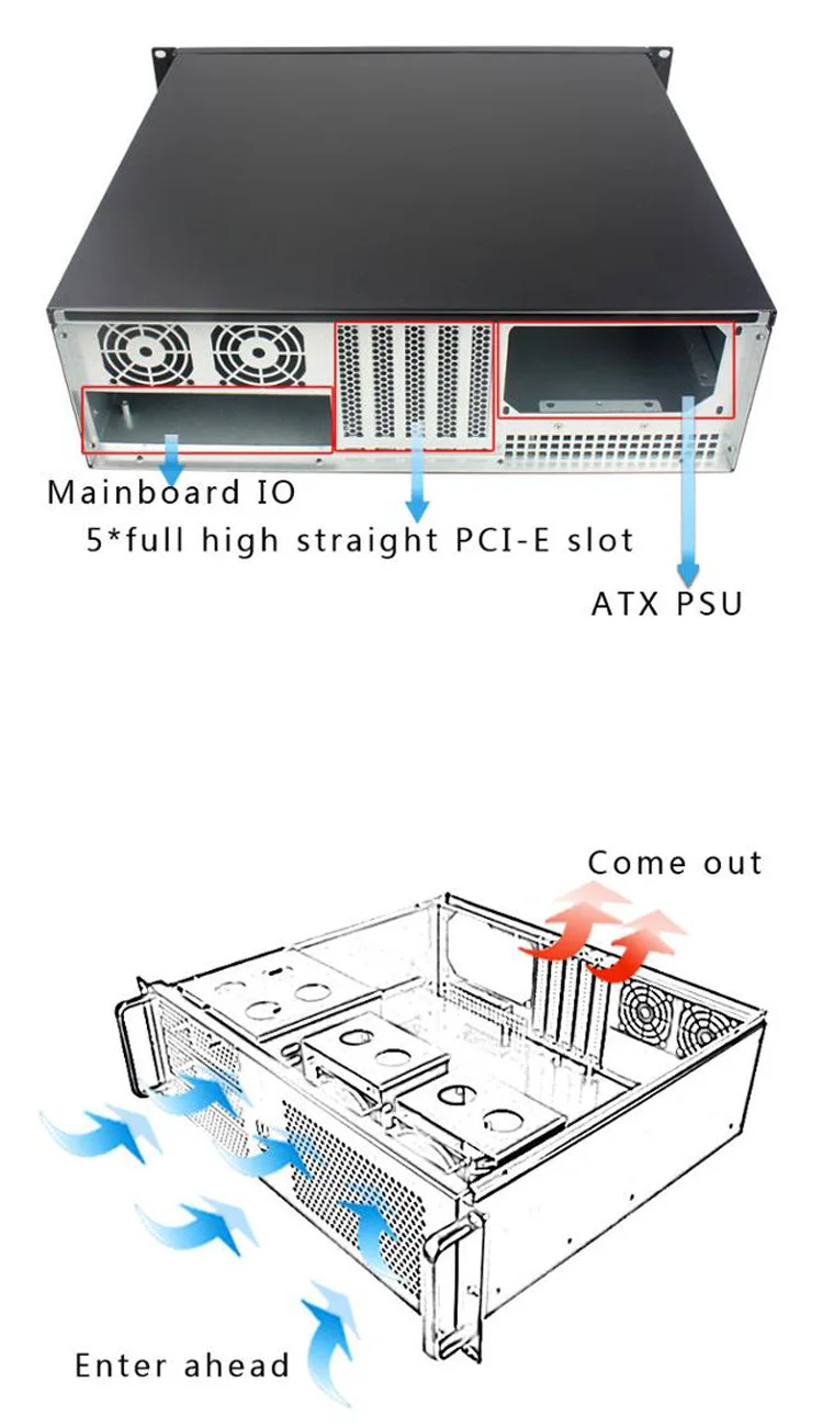 3U Rack Mount Server Chassis Case with Cooling Fans & USB Ports - ATX ...