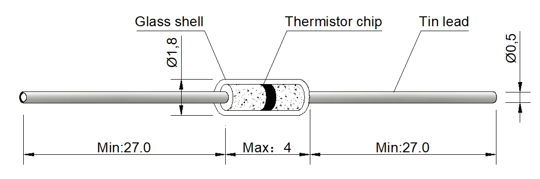 High Quality Ntc 100k Ohms 1% Axial Leads Glass Sealed Bead Ntc ...