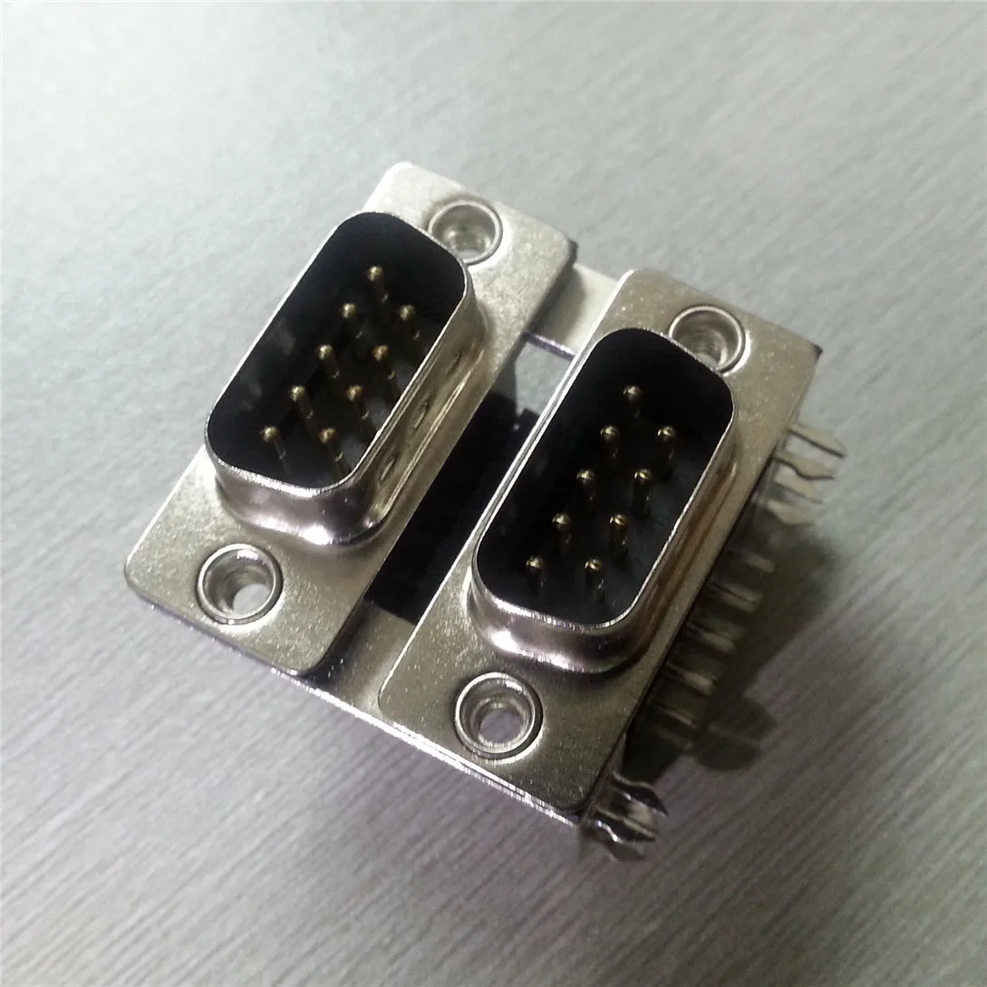 Double Deck D Sub 9 Pin COM Male Plug Connector for Computer
