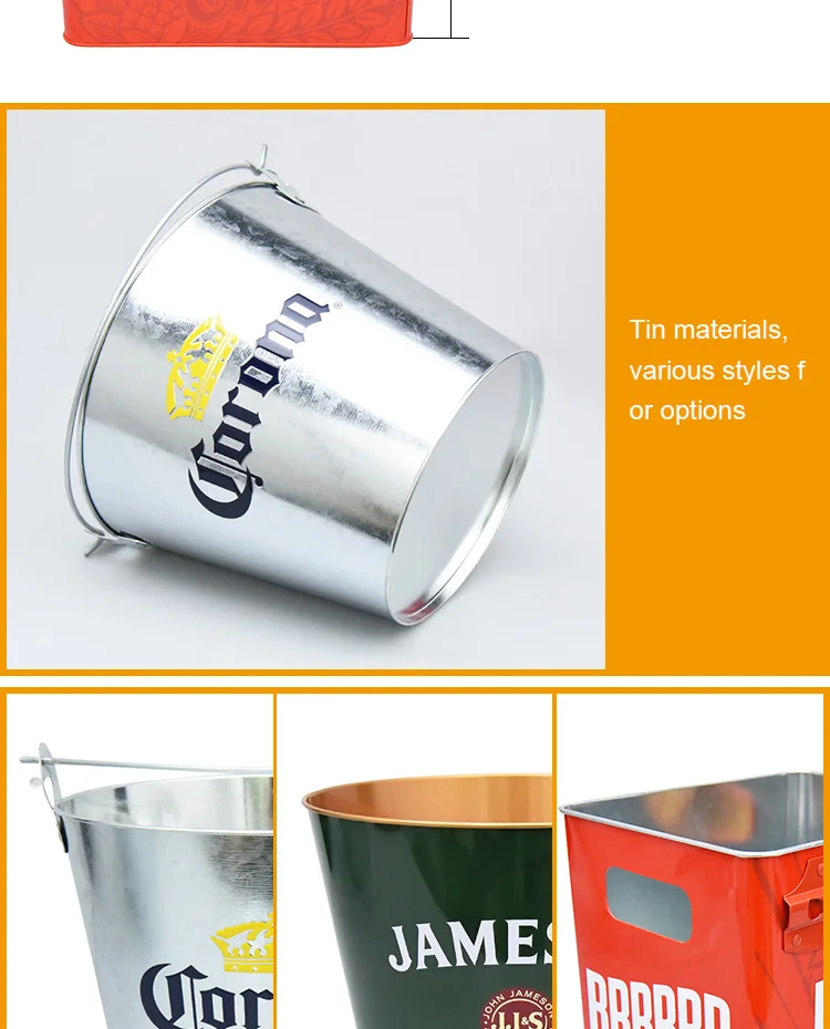 Custom Food Grade Round Metal Tin Ice Bucket - Buy Metal Tin Ice Bucket ...