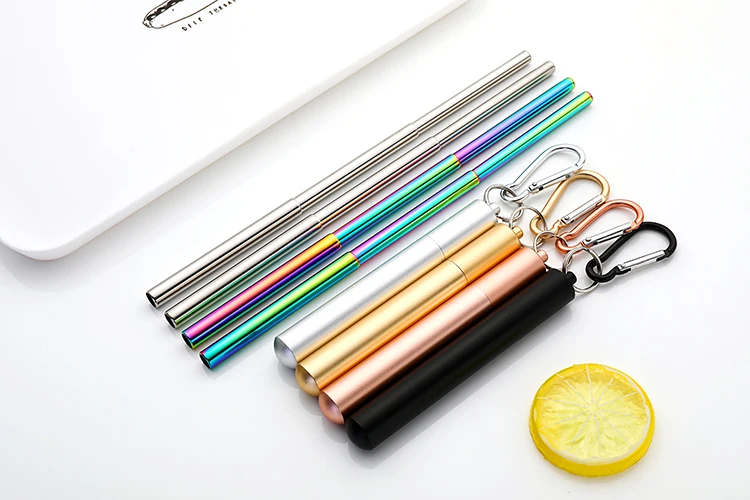 Portable Reusable Foldable Metal Straw Retractable Collapsible ...