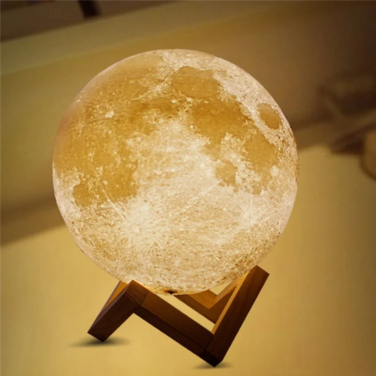 15cm 3d Print Earth Creat Wooden Led Moon Lamp - Buy 3d Moon Light,Moon ...