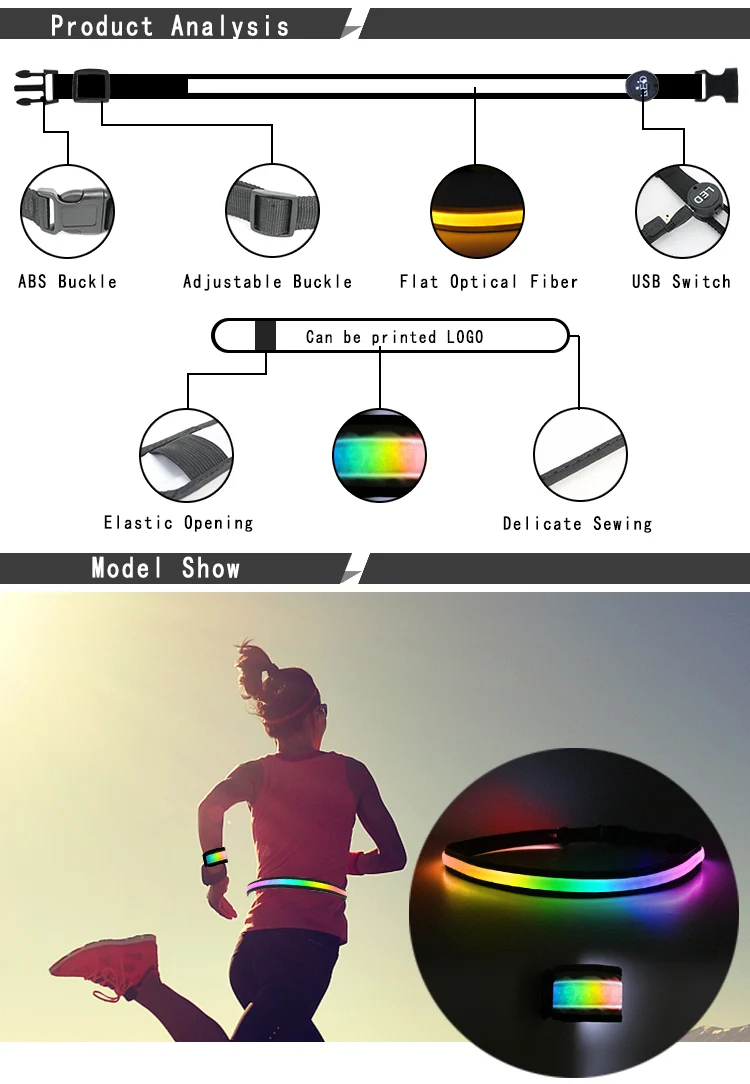 Custom Night Safety Led Light Up Reflective Belts With Wristband - Buy ...