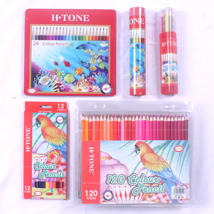 Custom 12 Colors Wood Sketch Colouring Pencils Set For Kids In Box ...