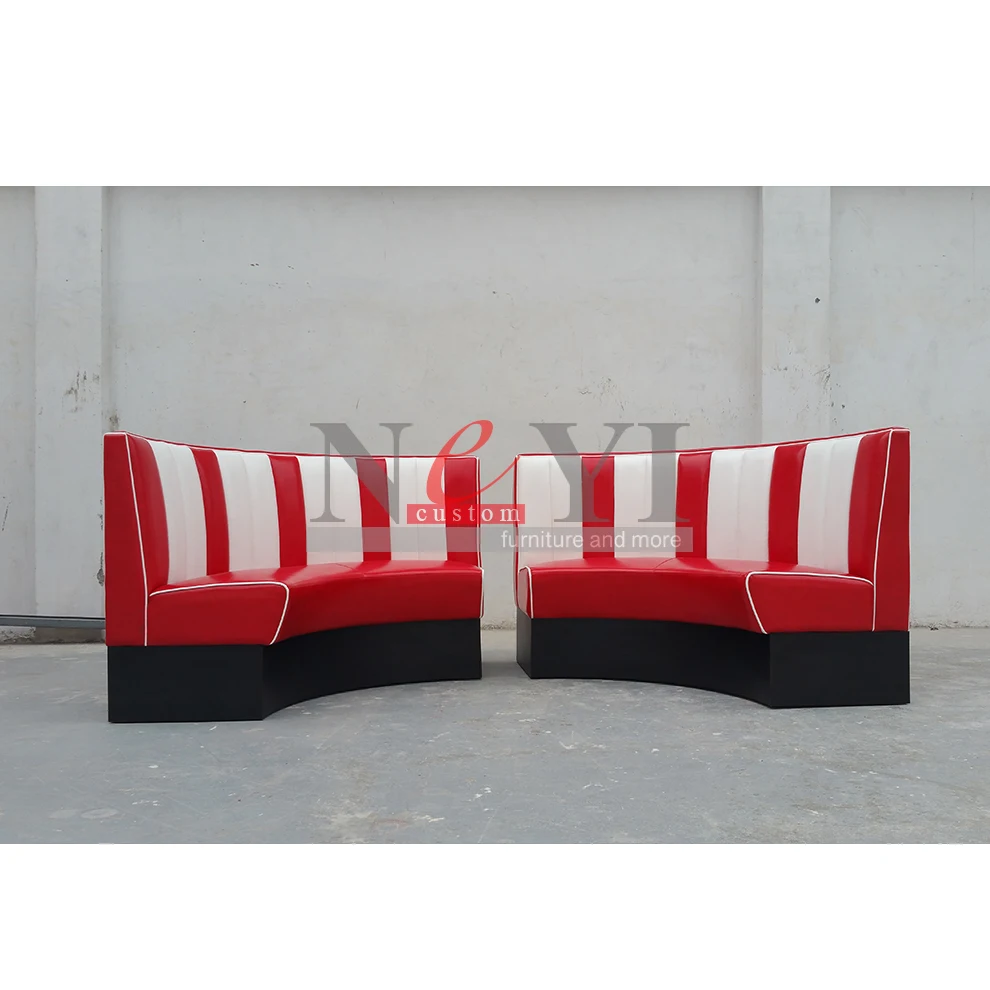 Neyi Ad521 Custom Red And White American Diner 3/4 Circle Booth Sofa ...