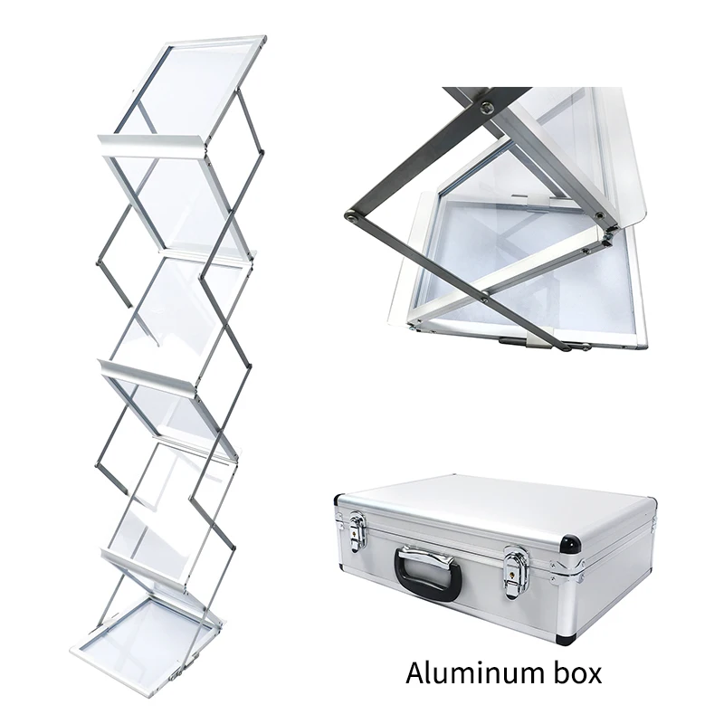 A4 Catalogue Aluminum Stand Acrylic Z Shape Brochure Display Stand ...