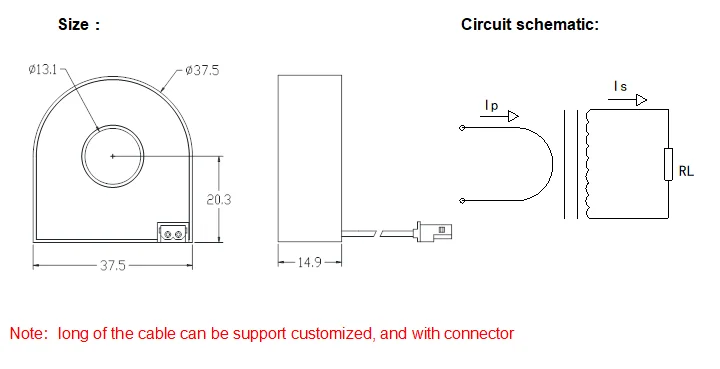 Terminal Type Current Transducer Symbol 50A Primary Transducer
