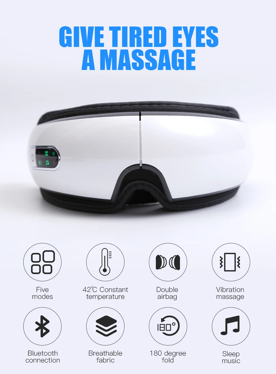 Music Rechargeable Heat Compress Vibration Eyes Massager - Buy ...