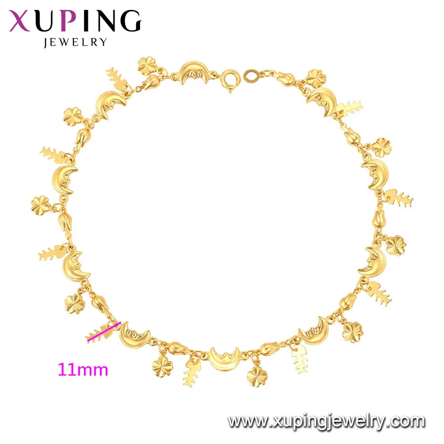 76939 xuping charm plated 24k gold ankle bracelet, ankle bracelet ...