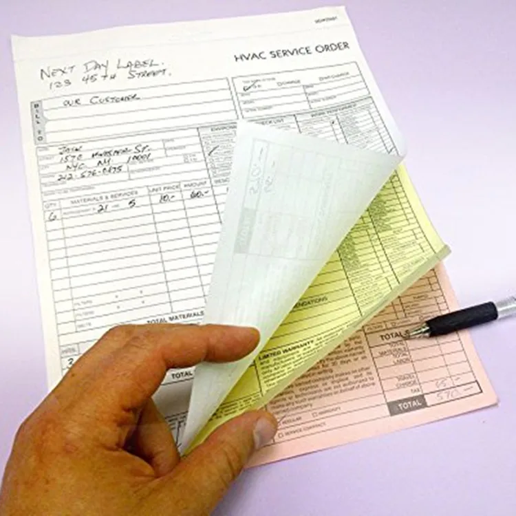 Custom 3 Part Carbonless HVAC Invoice & Repair Detail Form