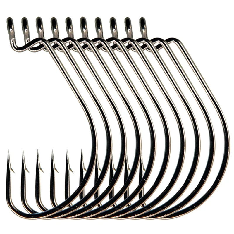 100pcs/box Black Nickel Crank Hook Wide Belly Elbow High Carbon Steel ...