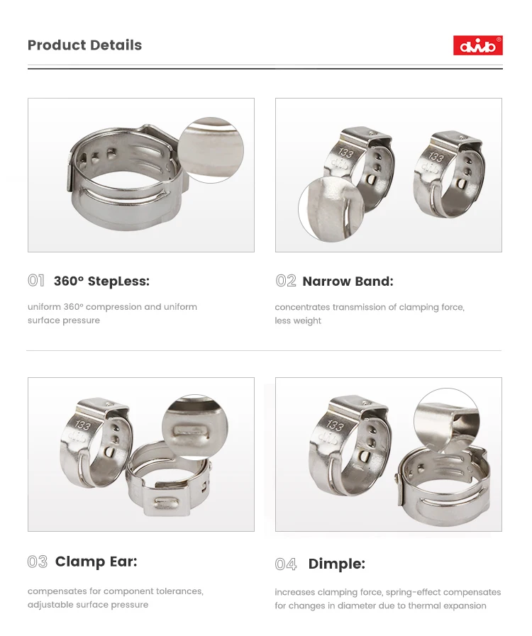 DWB Stainless Steel Single Ear Hose Clamps - Reliable & Durable