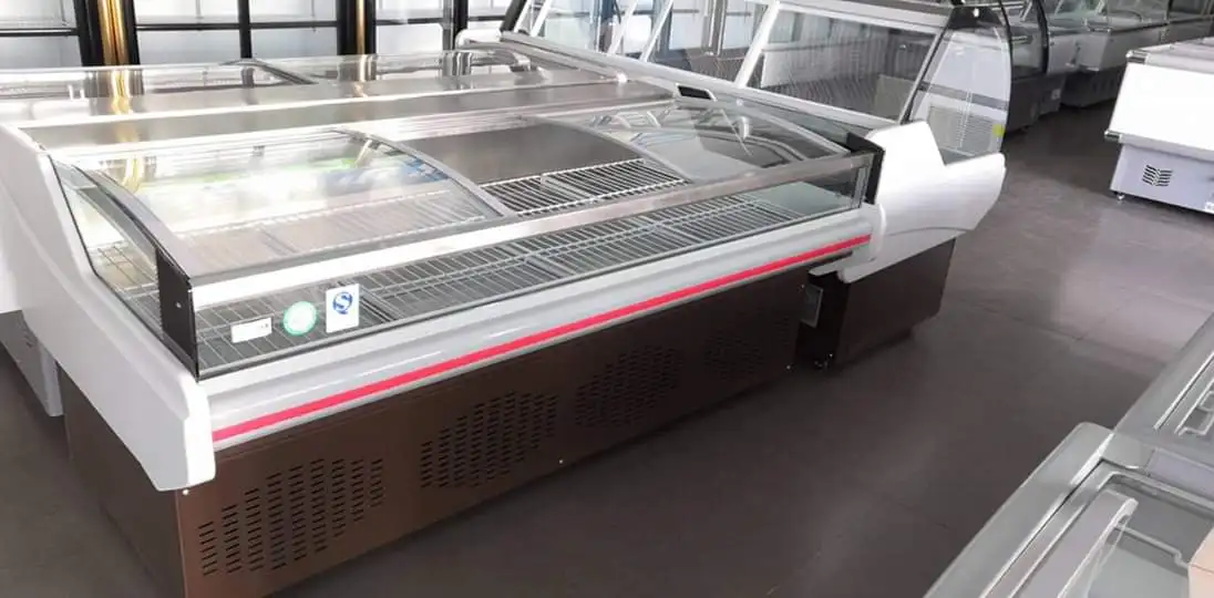 Supermarket Curved Glass Butchery Display Fridges Island Freezer Frozen ...
