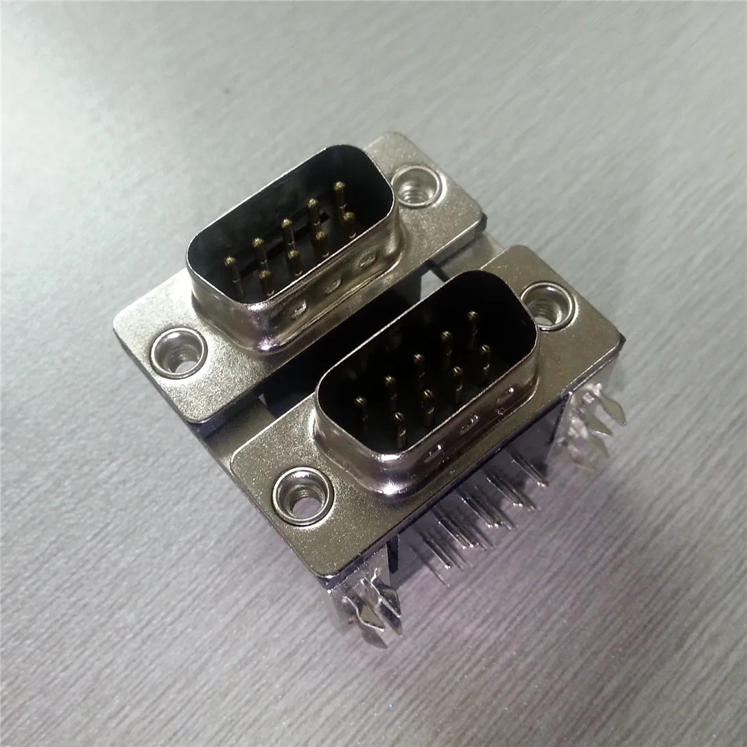 Double Deck D Sub 9 Pin COM Male Plug Connector for Computer