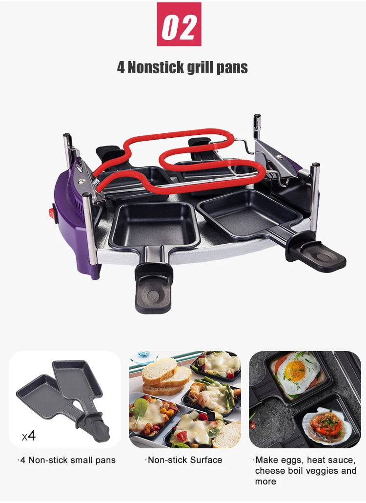 Raclette With Granite Stone Grill Portable 2 In 1 Korean Bbq Grill ...