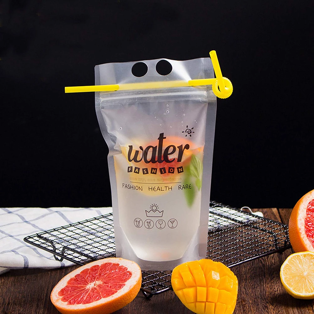 Custom Drink Pouches With Logo Clear Drink Pouches Bags With Straws ...