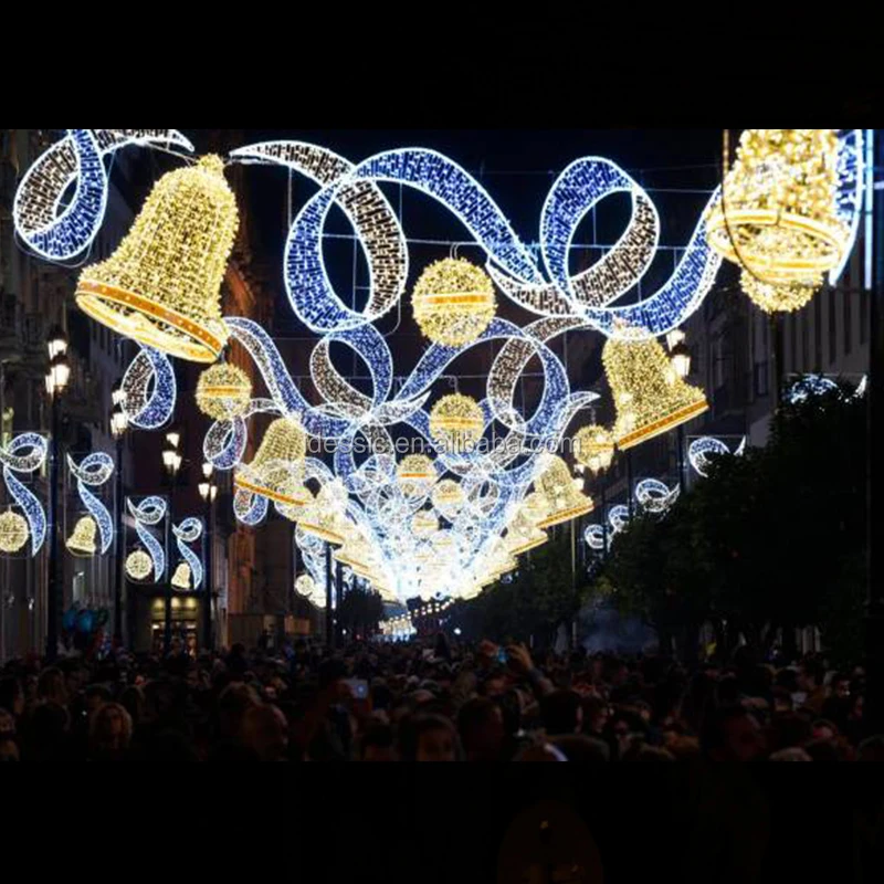 Outdoor Large 3D Hanging LED Lighted Jingle Bells for Christmas