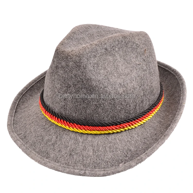 Traditional Gray Oktoberfest Tyrolean German Alpine Hat Printed Pattern ...