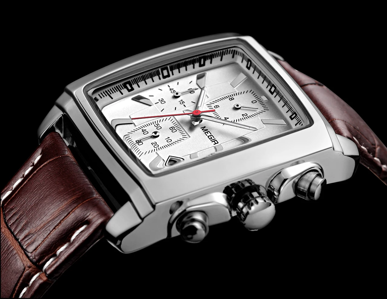 Megir 2028 Genuine Leather Custom Logo Chronograph Quartz Watch Luxury ...