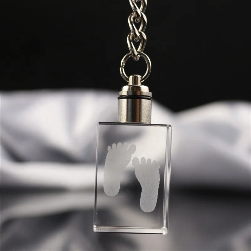 Beautiful Crystal Glass Keychain With Inner Laser Engraving Customized ...