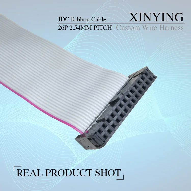 IDC Connector Cable 26P Gray Ribbon Flat AWG28 2.54mm Pitch Male to Female