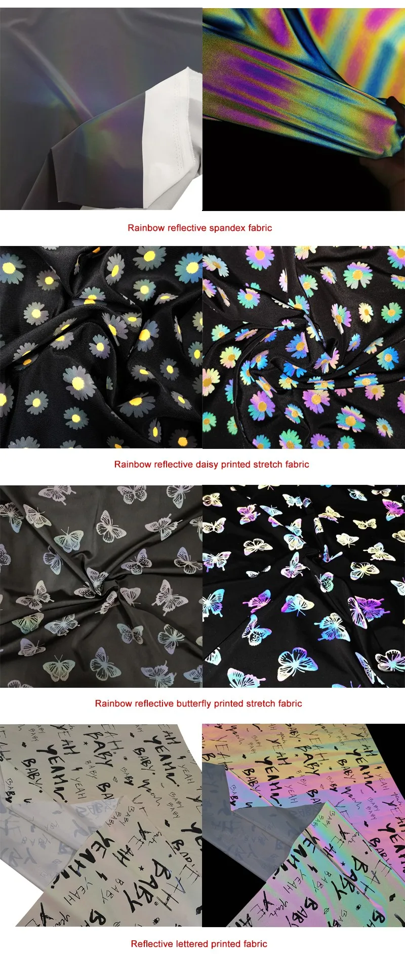 Cheap 1.4m Width 100% Polyester Holographic Iridescent Rainbow ...