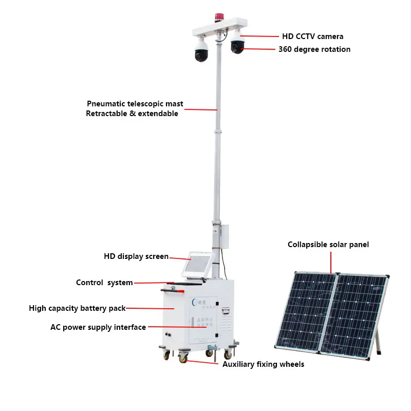 Auto Mast Lifting Construction Site Security Surveillance