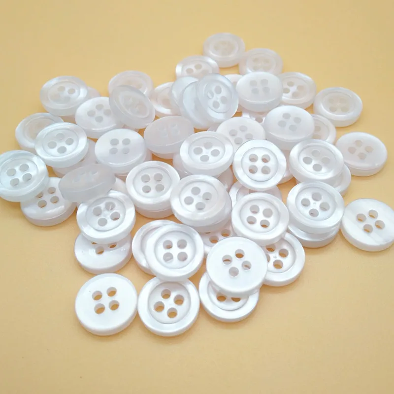 12.5mm 20L White Pearl 4-Hole Button for Shirt - Sustainable