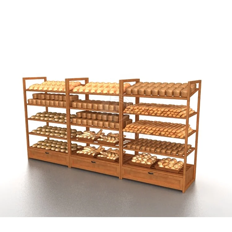 Concise Stylish Bakery Shop Multilayer Movable Wooden Floor Bread ...