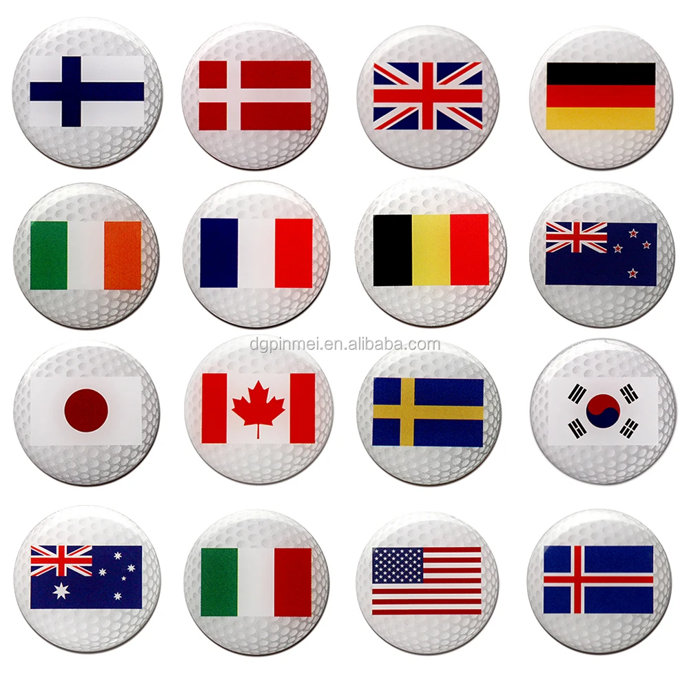 Wholesale National Flag Metal Golf Ball Markers - Hat Clips
