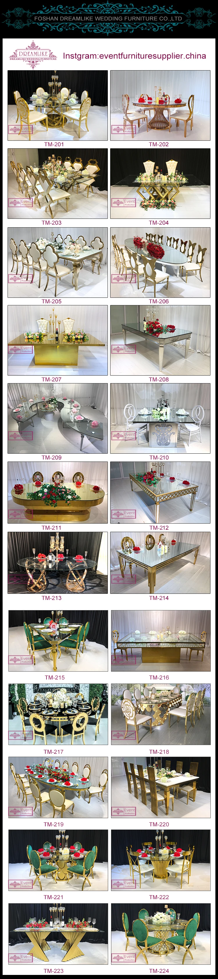 Luxury Gold Metal Frame Stainless Steel Round Glass Event Party Wedding ...