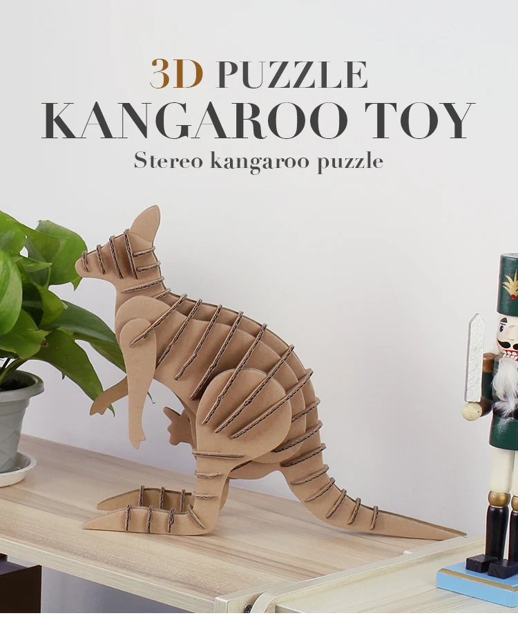 Unique Puzzle for Adults - Cardboard 3D Kangaroo Puzzle
