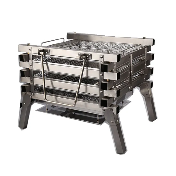 Outdoor Folding Square Barbecue Stainless Steel Charcoal Bbq Grill ...