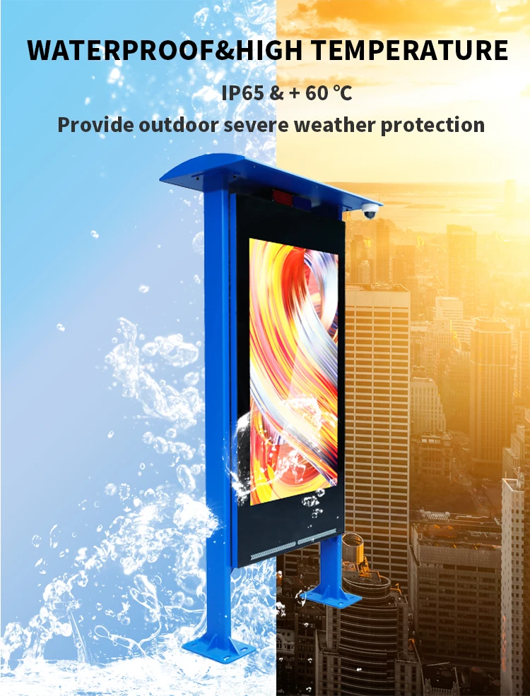 55inch Lcd Totem Led Advertising Display Outdoor 1920*1080 Hd Blue ...