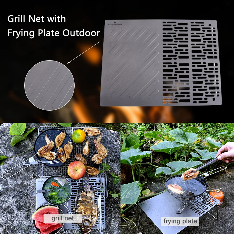 Boundless Voyage Outdoor 2 in 1 Mini Titanium Grill Net BBQ Plate for ...