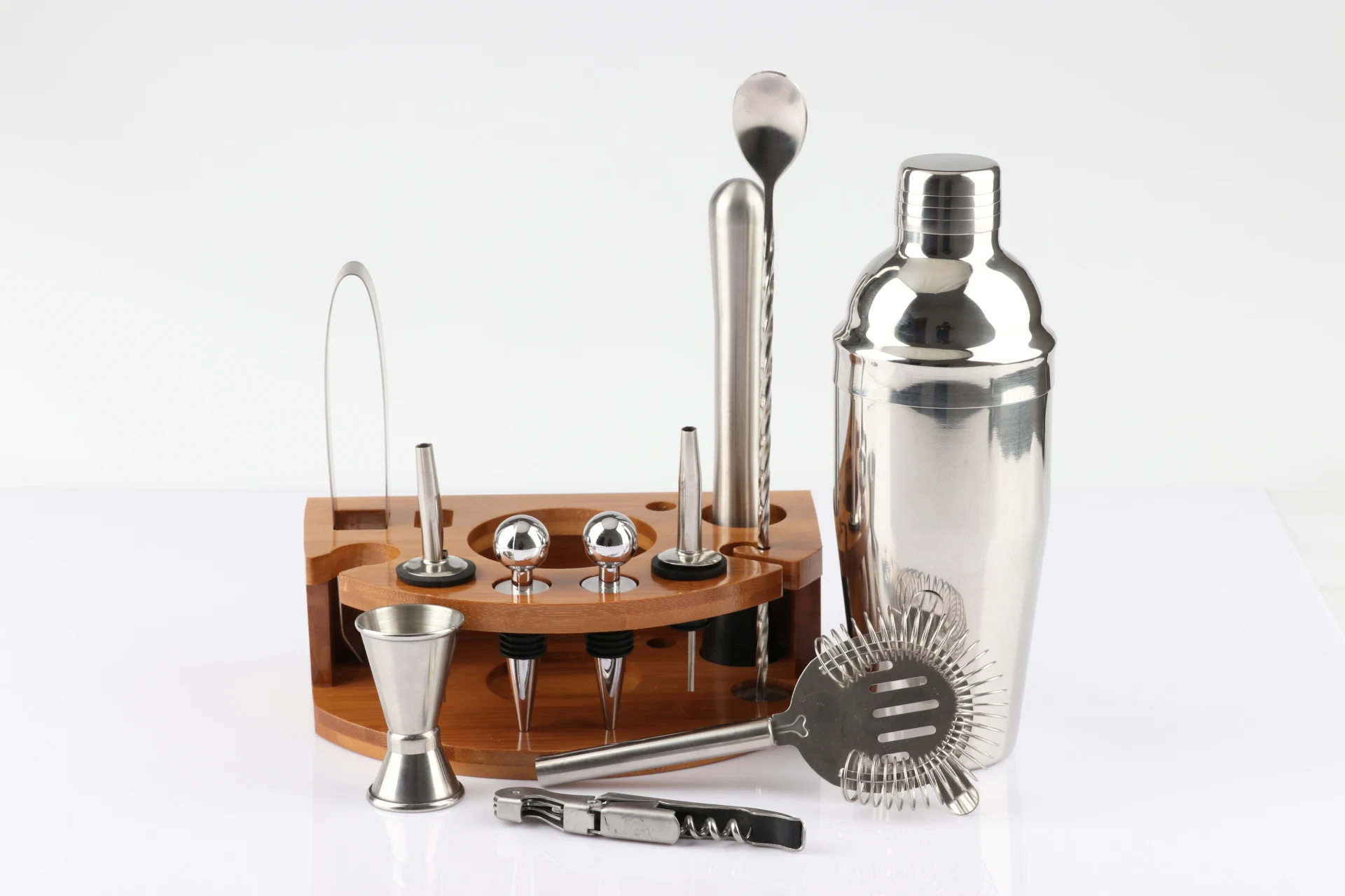 Premium Cocktail Shaker Bar Tools Set Brushed Stainless Steel Bartender ...