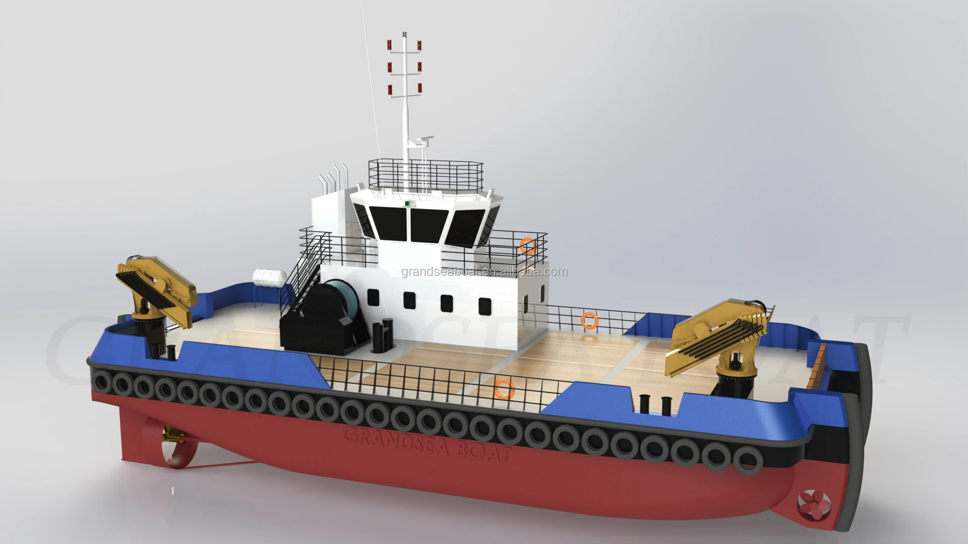 Grandsea-barco de barcaza de grúa flotante en alta mar, casco de acero ...
