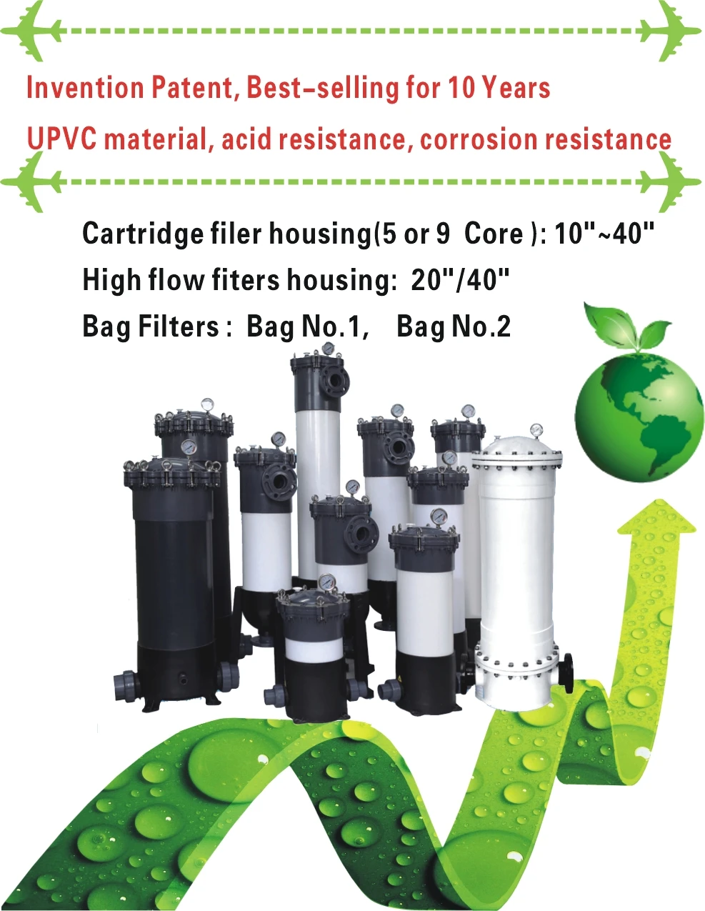 High Quality Water Plastic Upvc Bag Filter Housing 1# Bag Filter Or 2 ...